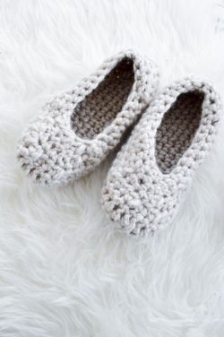 Häkelslipper aus dicker Wolle - Mein gehäkeltes Herz